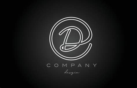 Black And White Line D Alphabet Letter Logo Icon Design Handwritten