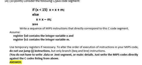 Solved 14 10 Points Consider The Following Cjava Code