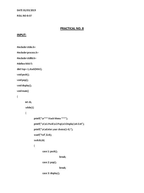 practical no 8 input pdf