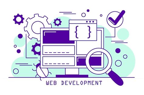 Premium Vector Web Development Line Art Banner Coding Software And Programming Content For