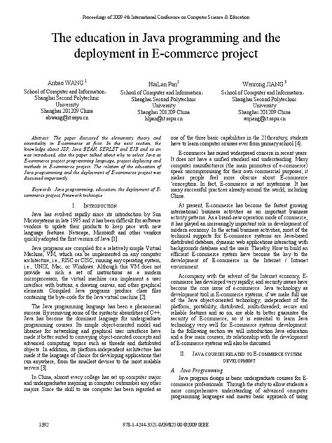 the education in java programming and the deployment in e commerce
