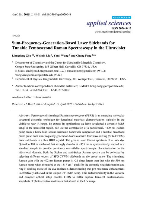 Pdf Sum Frequency Generation Based Laser Sidebands For Tunable