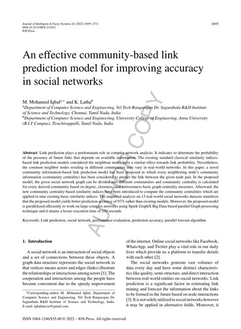Pdf An Effective Community Based Link Prediction Model For Improving