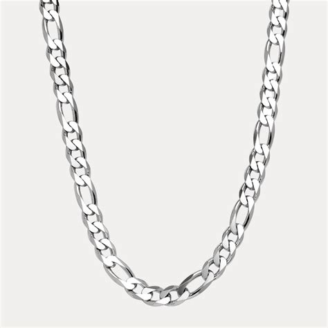 Mens 925 Sterling Silver Figaro Chain Necklace Italia Chains