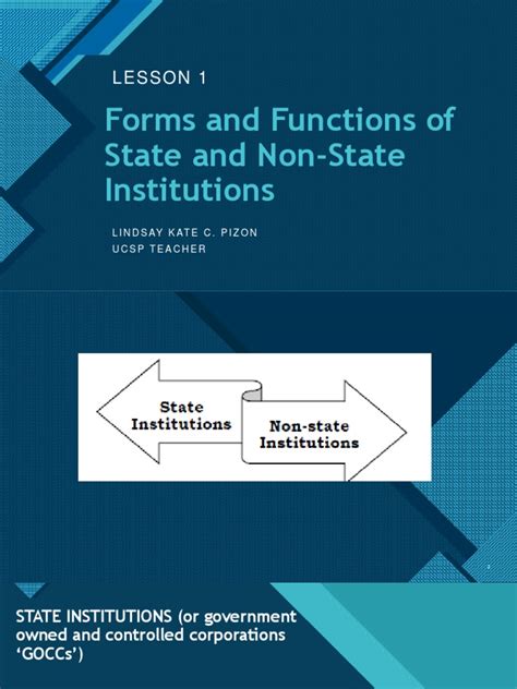 Forms And Functions Of State And Non State Institutions Pdf Trade