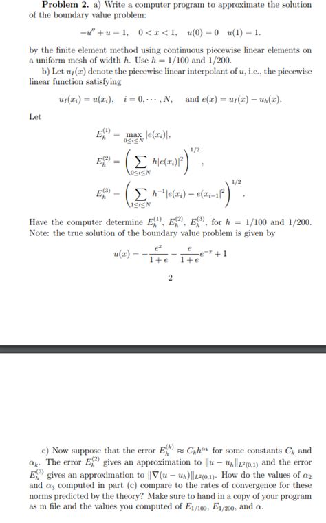 Problem 2 A Write A Computer Program To Approximate