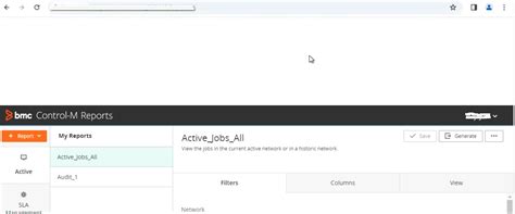 when opening reports in control m enterprise manager the screen is