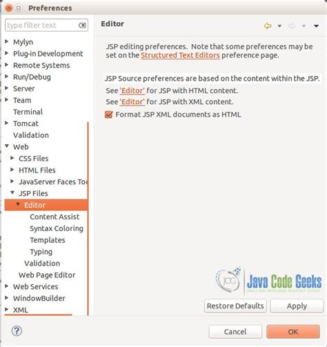 How To Align Jsp Code In Eclipse Ide