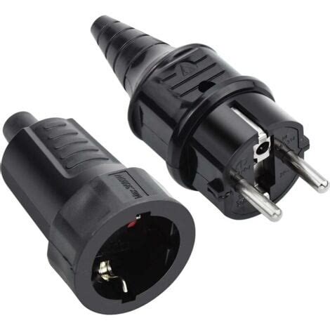 Kit De Enchufe Macho Y Hembra De Goma 250 V 16 A Ip44 Color Negro