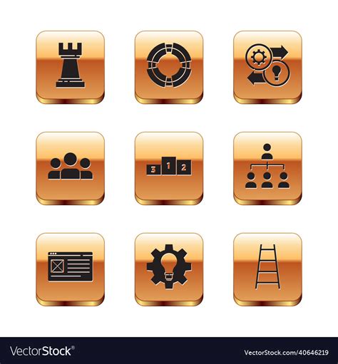 Set Chess Browser Window Light Bulb And Gear Vector Image