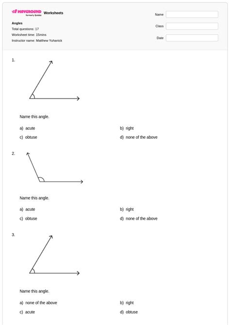 50 Angles Worksheets For Grade 3 On Wayground Free And Printable