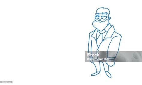 사업 수석 남자 보스 비즈니스 소유자 스케치 낙서 전체 길이 가로 노인에 대한 스톡 벡터 아트 및 기타 이미지 노인 드로잉 전신 Istock