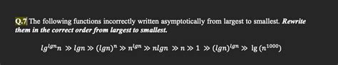 solved q 7 ﻿the following functions incorrectly written