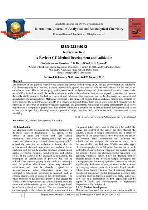 Pdf A Review Gc Method Development And Validation