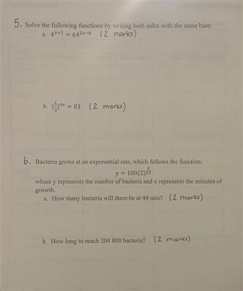 Solved 5 Solve The Following Functions By Writing Both