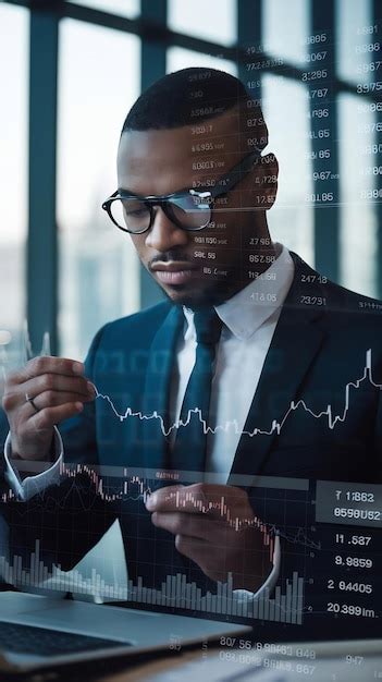 Portrait Of Black Stock Market Trader Doing Analysis Of Investment