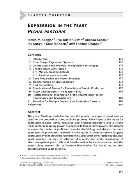 Expression In The Yeast Pichia Pastoris Pdf Western Blot Vector Molecular Biology