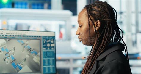 Photovoltaics Factory Programmer Coding Improving Solar Panels Efficiency Stock Image Image