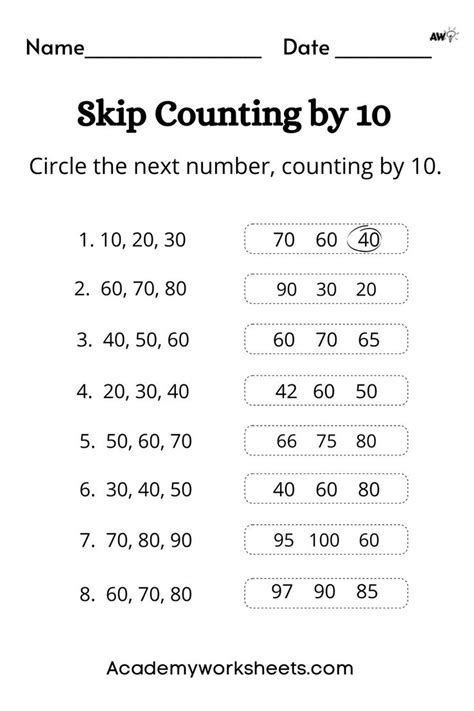 Skip Counting By 10 Worksheets Counting By 10 Teaching Counting