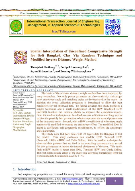 Pdf Spatial Interpolation Of Unconfined Compressive Strength For Soft