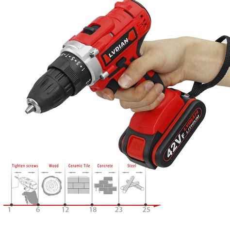 42v Waterproof Electric Hand Drill 251 Torque Cordless Rechargeable