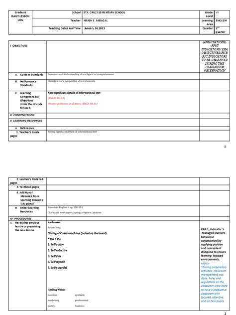 Cot Dlp English 6 Noting Details Download Free Pdf Anger Learning