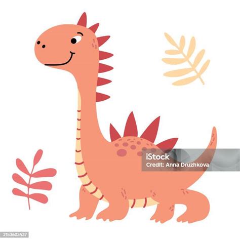 평평한 벡터 스타일에 있는 귀여운 공룡의 매력적인 그림입니다 친근하고 장난기 넘치는 디자인은 아동 도서 티셔츠 보육원 장식 인사말 카드 파티 초대장에 이상적입니다 공룡에