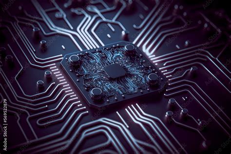 Circuit Cpu Computer Brain Connected To Computer Equipment Parts Created With Generative AI