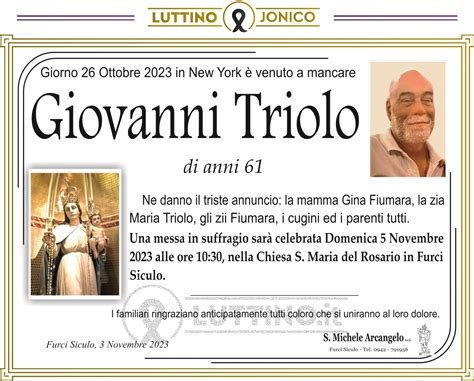 Necrologio Giovanni Triolo Luttinoit