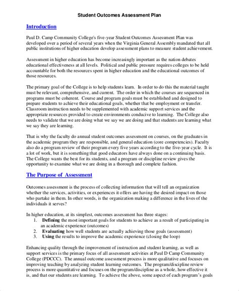 12 Assessment Plan Examples To Download