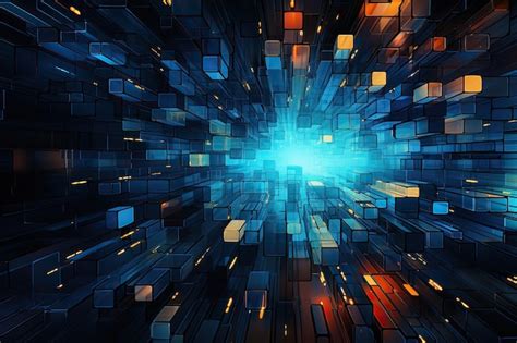 Premium Ai Image Matrix Abstract Pattern Dark Midnight Blue Light Blue