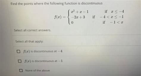 solved find the points where the following function is