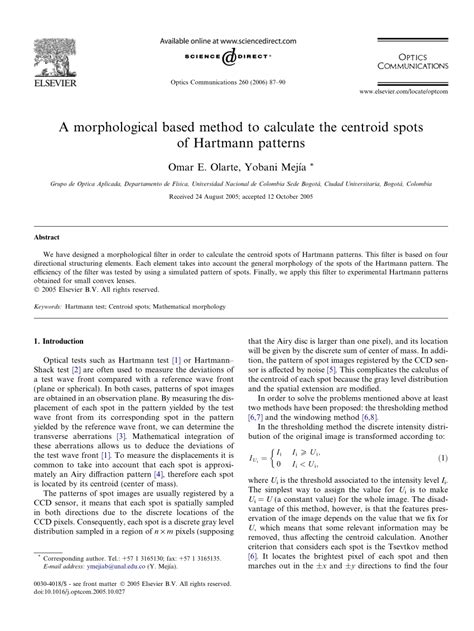 pdf a morphological based method to calculate the centroid spots of