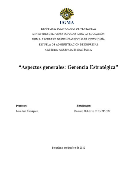 Gerencia Estrategica Pdf Gestión Estratégica Planificación
