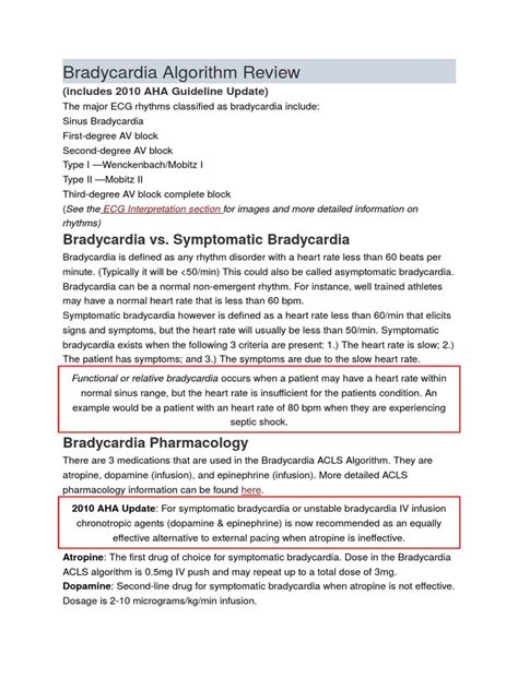 Bradycardia Algorithm Review Heart Rate Clinical Medicine