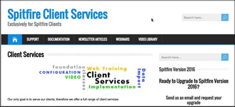 Help Menu Spitfire Client Services