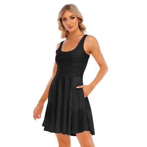 Hotwife Sexy Tank Vest Dress In Black With Semi Hidden Hotwife Design