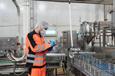 생선 통조림 공장 해산물 제조 및 식품 가공 컨베이어 벨트 및 생산 엔지니어 해산물 가공 컨베이어 벨트의 품질 수리 유지 보수를 검사하는 플랜트 엔지니어 25 29세에 대한