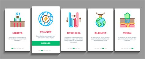 Geothermal Energy Onboarding Elements Icons Set Vector Stock