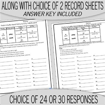 Root Prefix Suffix Word Building Word Matrix Activities Bundle Work Play
