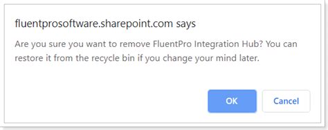 how to uninstall delete integration hub application fluentpro