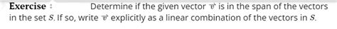Solved Exercise Determine if the given vector ū is in the Chegg com