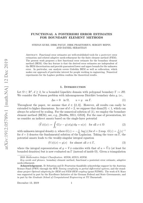 Pdf Functional A Posteriori Error Estimates For Boundary Element Methods