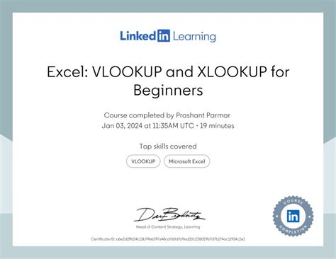 just finished the course “excel vlookup and xlookup” by jess stratton