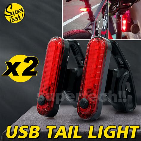 2pcs Bicycle Rear Tail Light Cycling 4modes Usb Rechargeable Led Bike