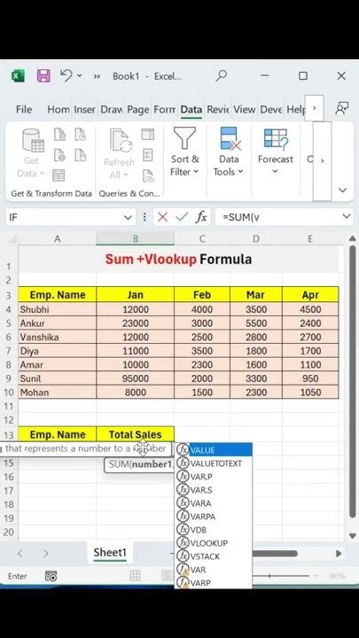 Sum Vlookup Function In Excel‼️ Smartexcel Microsoftexcel Excel Exceltutorial Msexcel