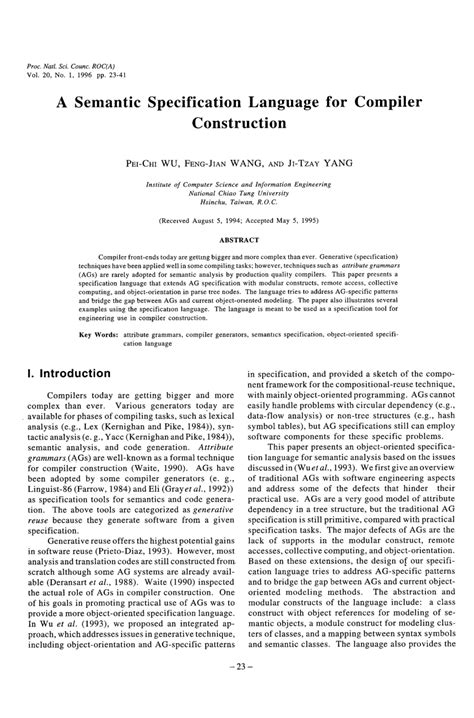 pdf semantic specification language for compiler construction