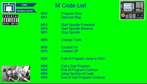 Cnc Milling M Codes List For Beginners Cnc Training Centre