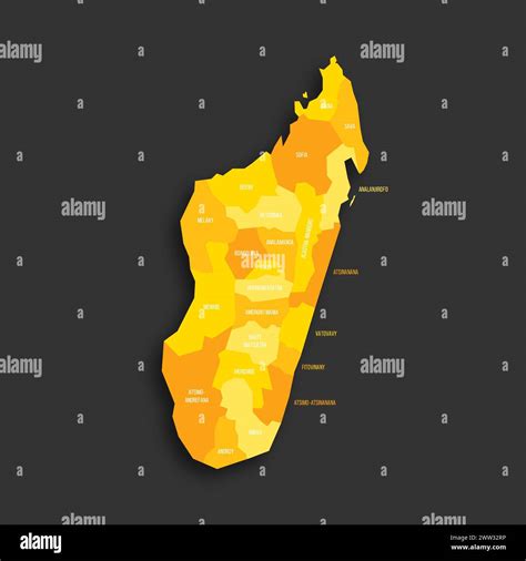 Madagascar Political Map Of Administrative Divisions Regions Yellow