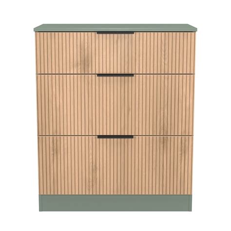 Welcome Furniture Java 3 Drawer Deep Chest Slatted Effect And Reed